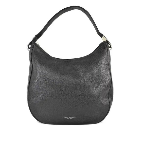 Marc Jacobs | Bags | Marc Jacobs Womens Black Pebbled Cow Leather Hobo Shoulder Bag Zipper ...